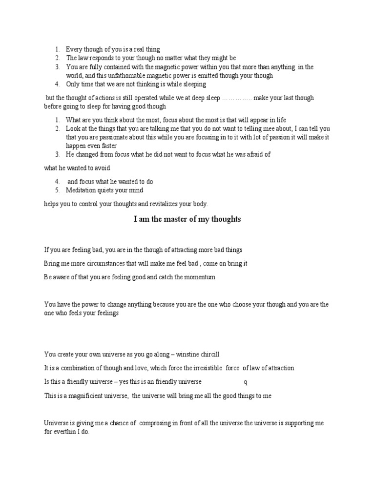 I Am The Master of My Thoughts | PDF | Self-Improvement | Science ...