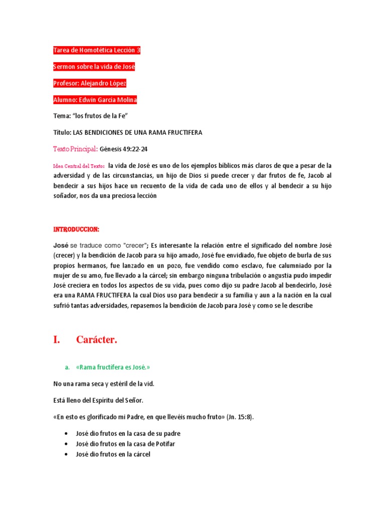 Frutos de Fe en la Vida de José | PDF