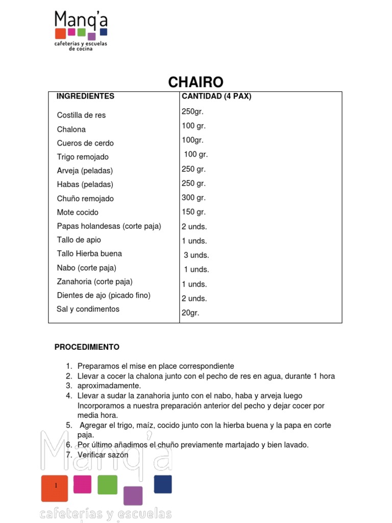 Receta Chairo | PDF