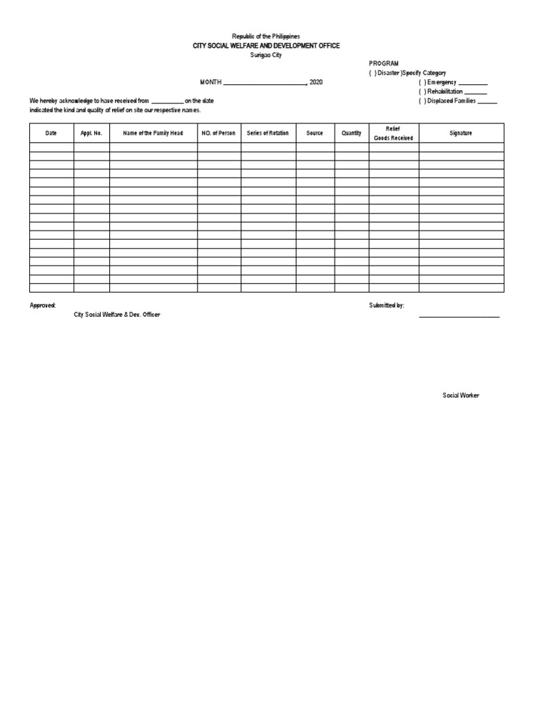 DSWD Form | PDF