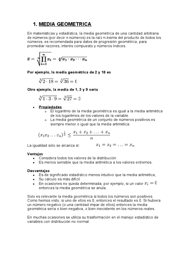 Media Geometrica | PDF | Media | Matemática Elemental