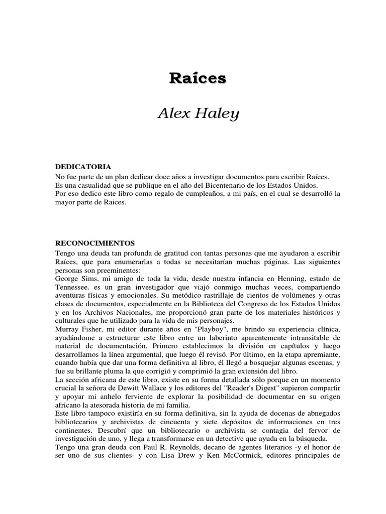 Haley, Alex - Raices | PDF | Oración | Alimentos