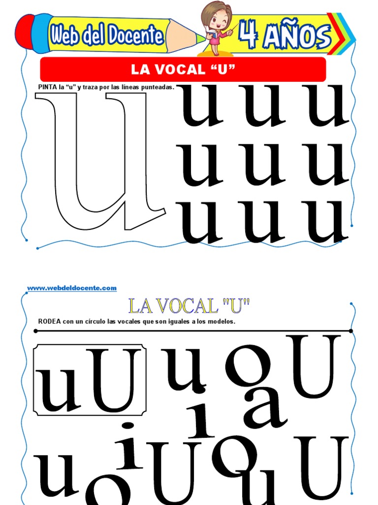 Actividades Con La Vocal U para Niños de 4 Años | PDF