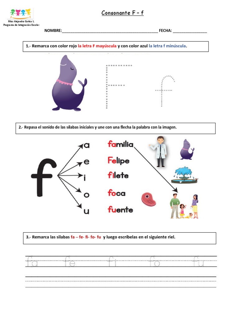 Actividades con la Consonante F | PDF