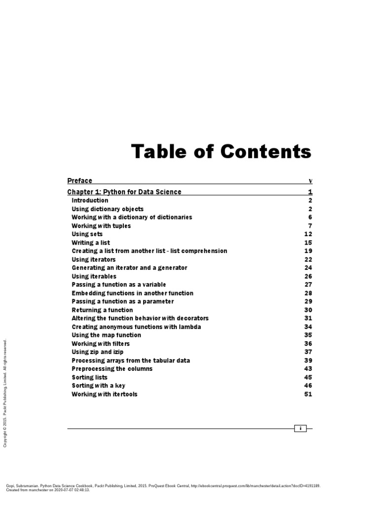 Preface V Chapter 1: Python For Data Science 1: Created From Manchester ...