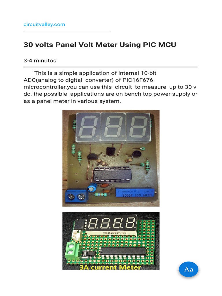 30 Volts Panel Volt Meter Using PIC MCU | PDF | Analog To Digital ...