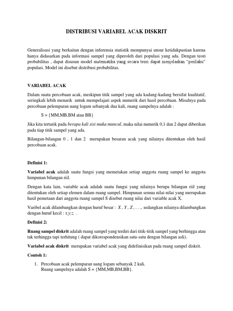 Distribusi Variabel Acak Diskrit | PDF