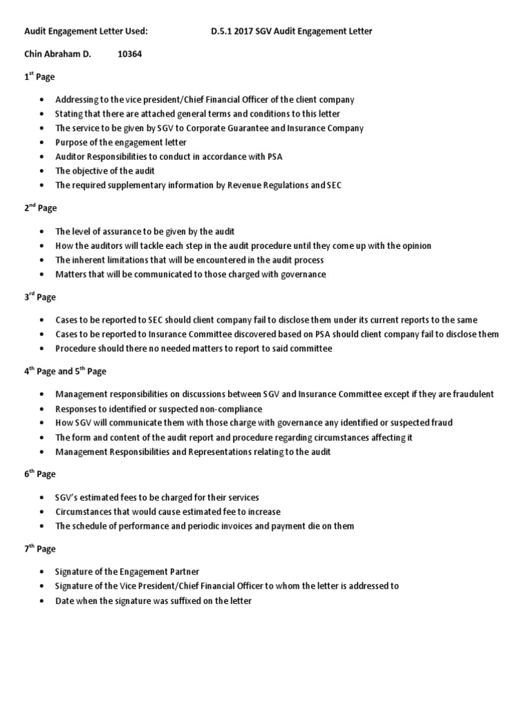 Engagement Letter Outline | PDF