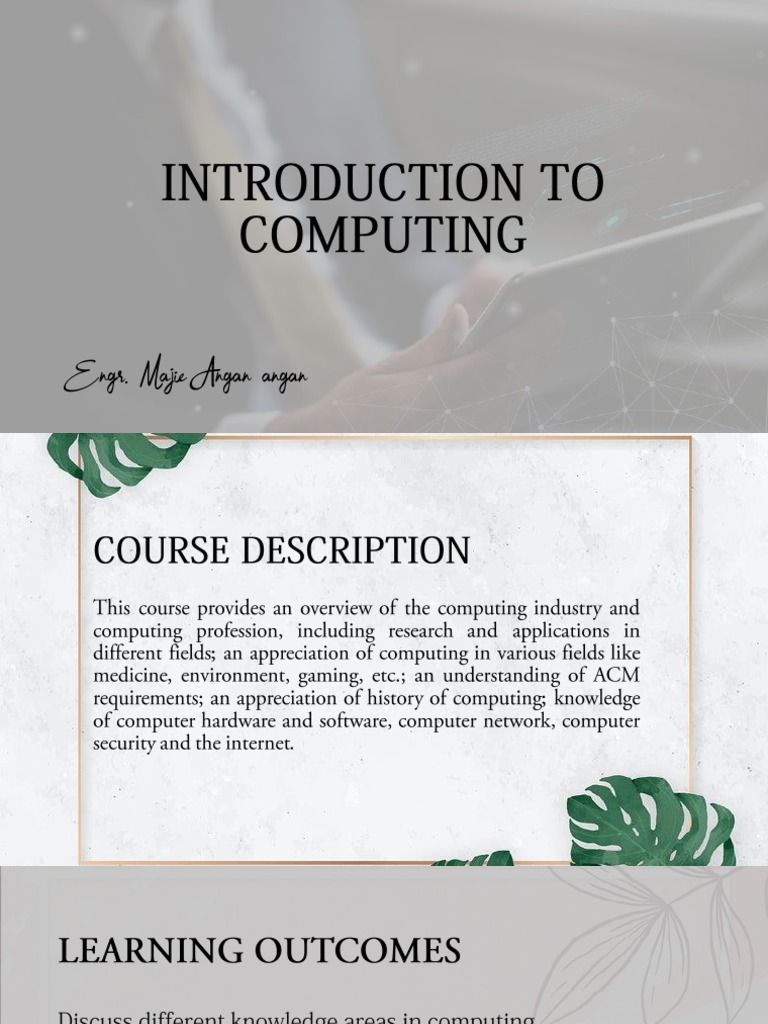 INTRODUCTION TO COMPUTING F PDF | PDF