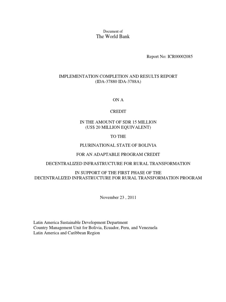 The World Bank: Document of | PDF