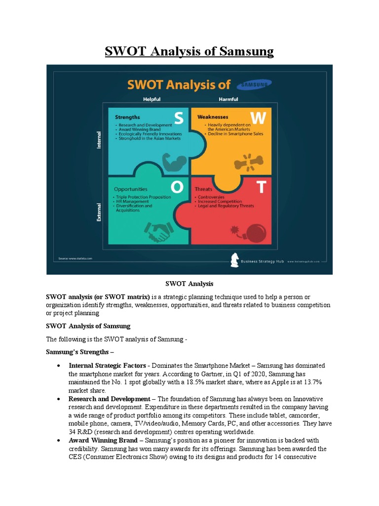SWOT Analysis and BCG Matrics For Samsung | PDF | Samsung | Smartphone