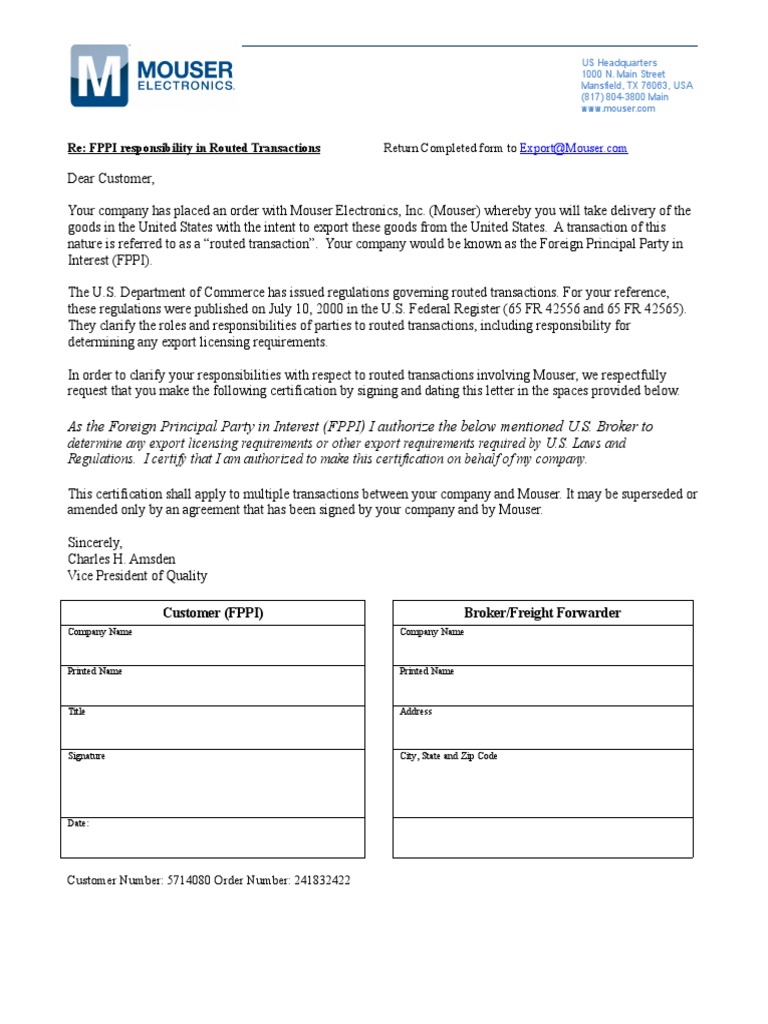 As The Foreign Principal Party in Interest (FPPI) I Authorize The Below ...