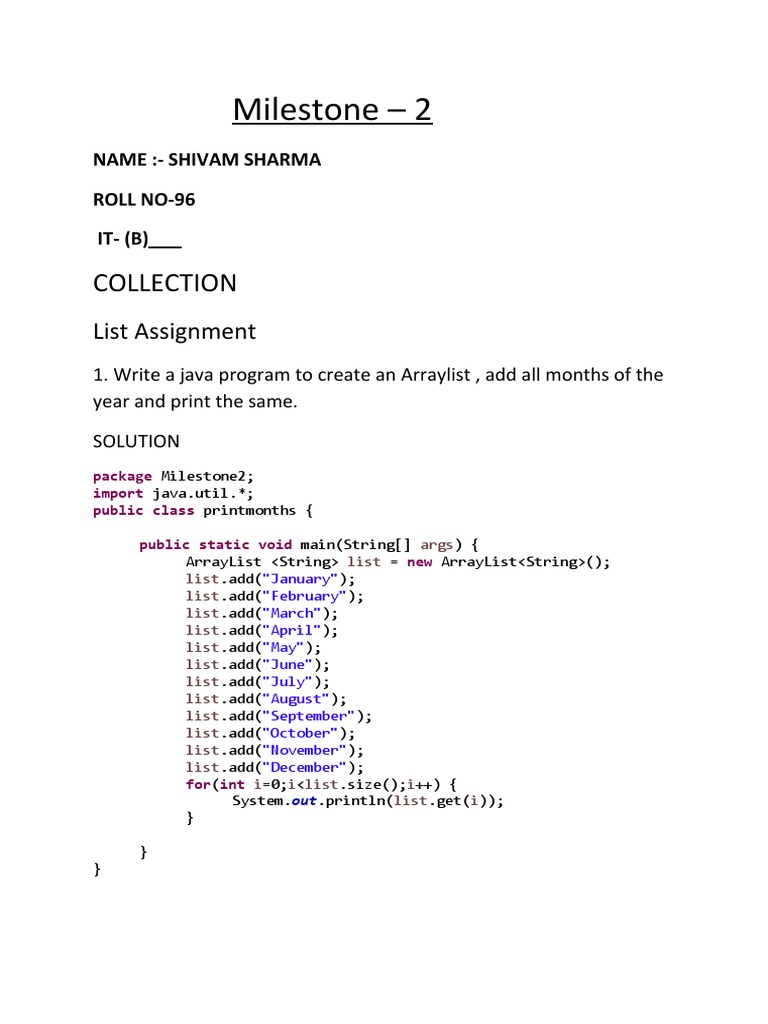 Milestone - 2: Collection | PDF | Array Data Structure | Boolean Data Type