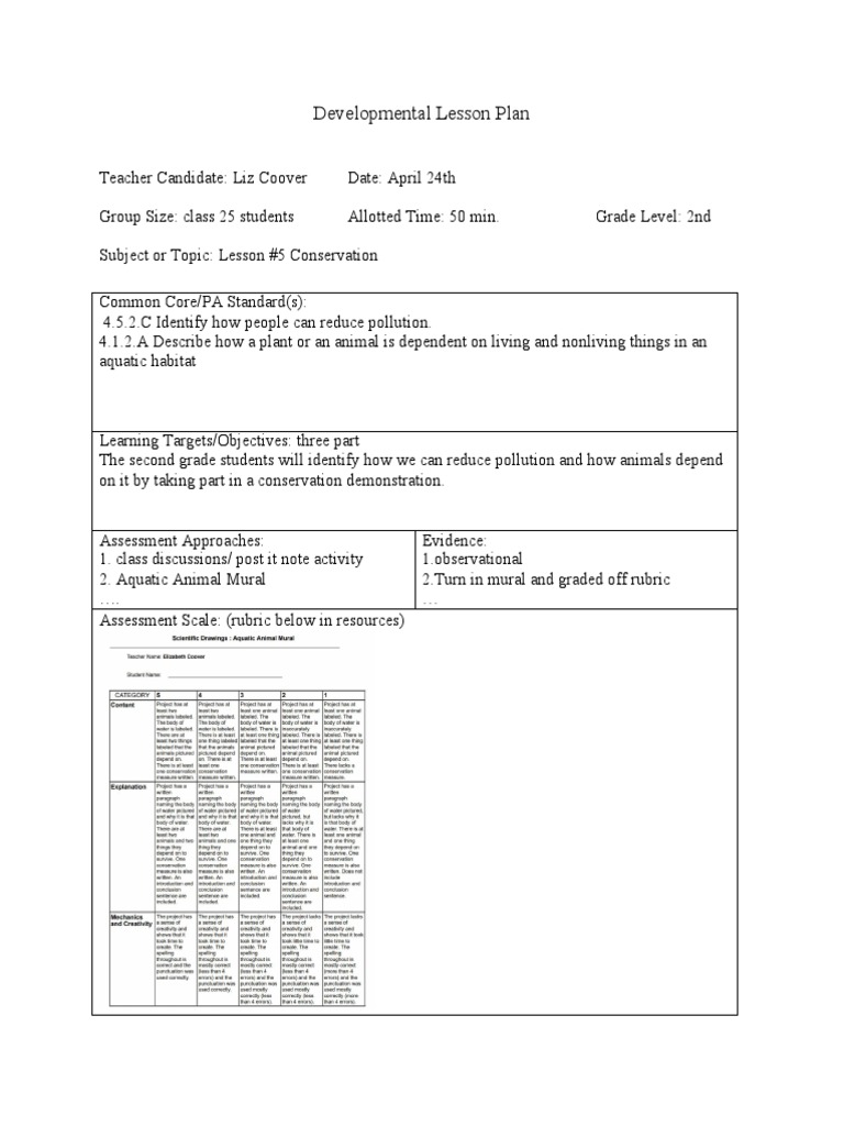 Conservation Lesson Plan 1 | PDF | Pollution | Water