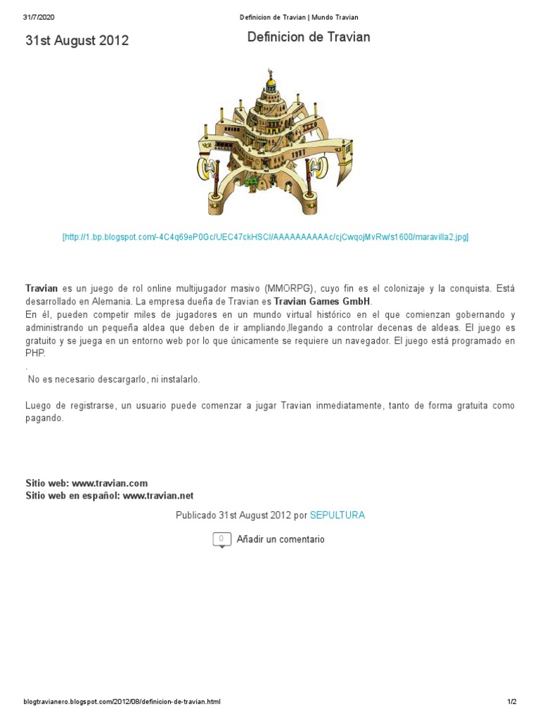 Definicion de Travian - Mundo Travian PDF | PDF
