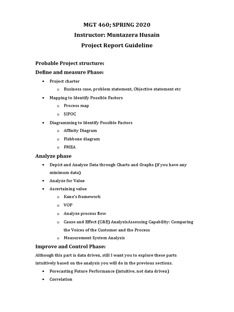 MGT 460 - Probable Project Stucture | PDF