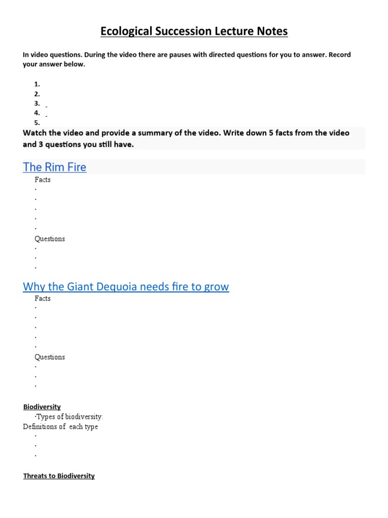 Ecological Succession Guided Notes 2 | PDF