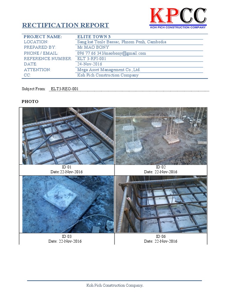 Rectification Report: Project Name: Elite Town 3 | PDF