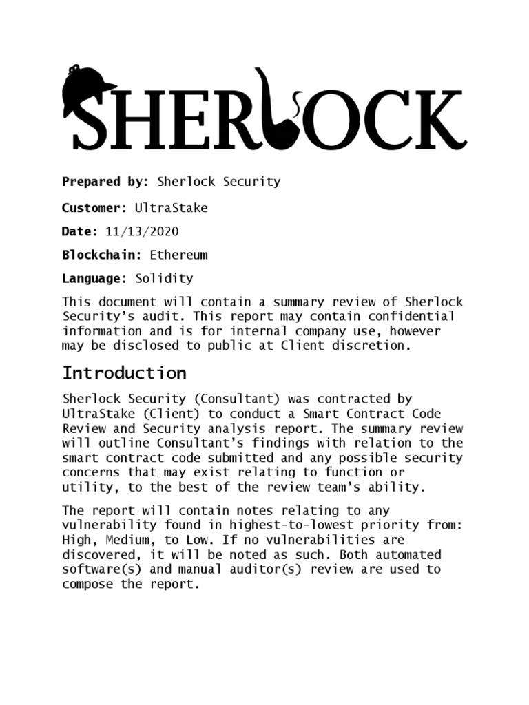 Sherlock Security - UltraStake Audit Report | PDF | Vulnerability ...