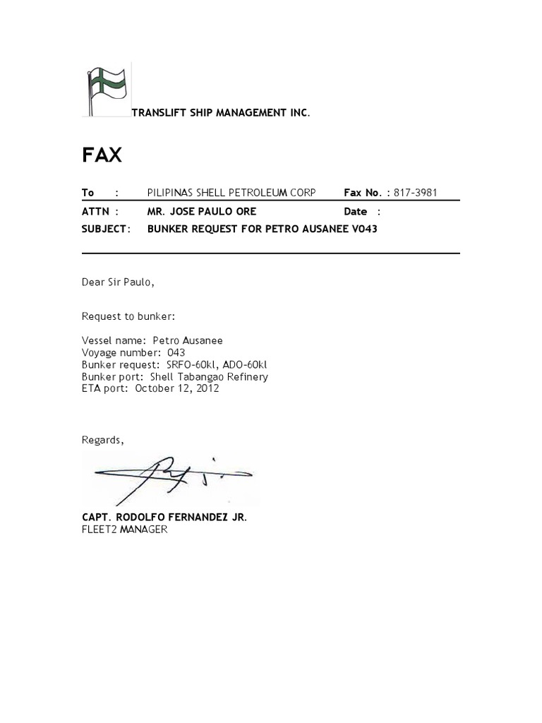 Bunkering Template | PDF