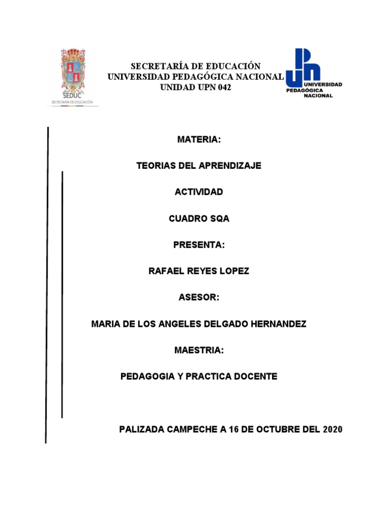 Actividad Cuadro. SQA | PDF | Aprendizaje | Psicología Aplicada