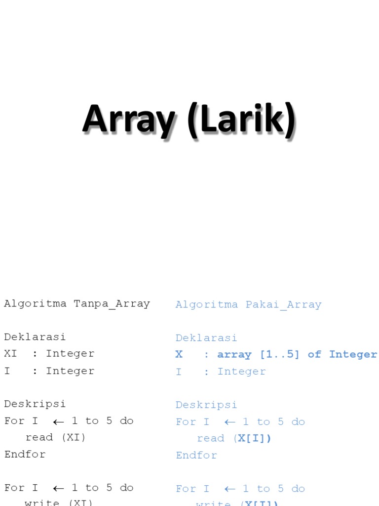 5-Array (Larik) - Notasi Algoritmik-Ilkom | PDF
