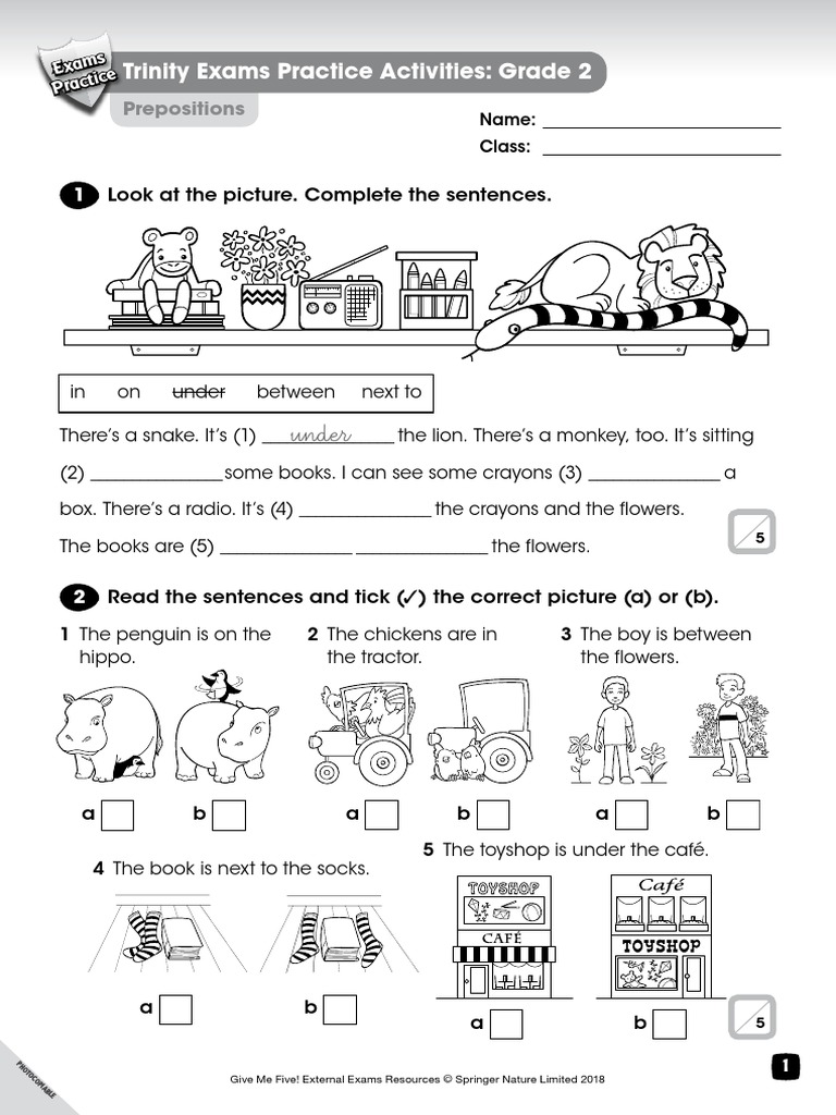 Under: Trinity Exams Practice Activities: Grade 2 | PDF