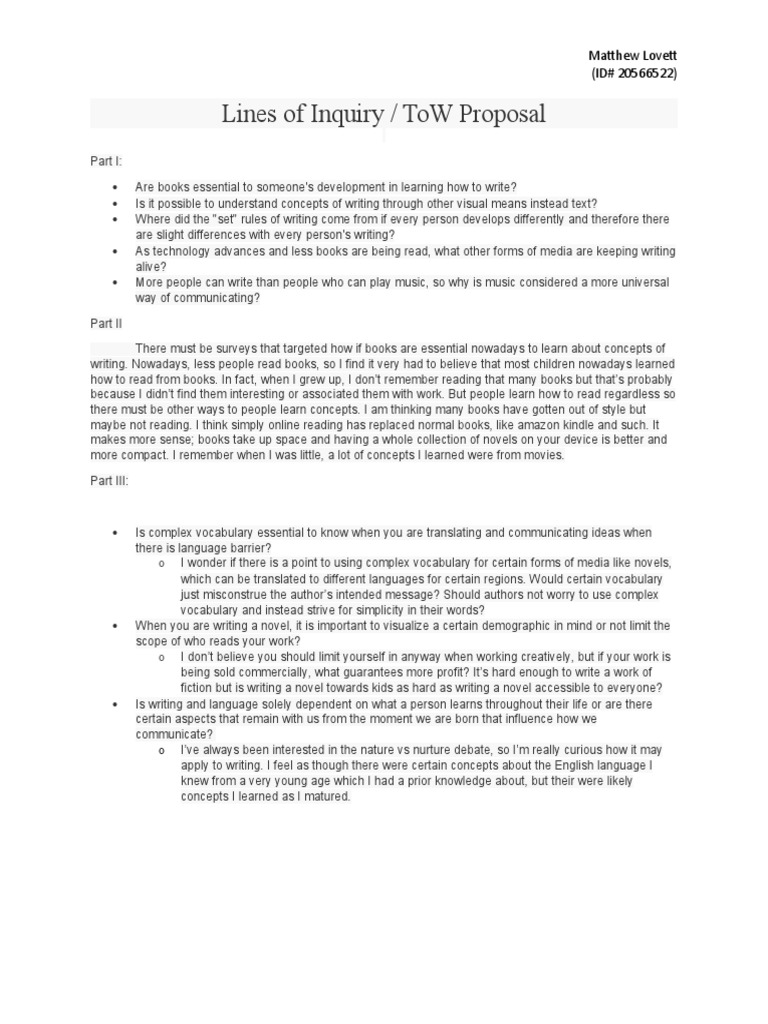 Lines of Inquiry | PDF