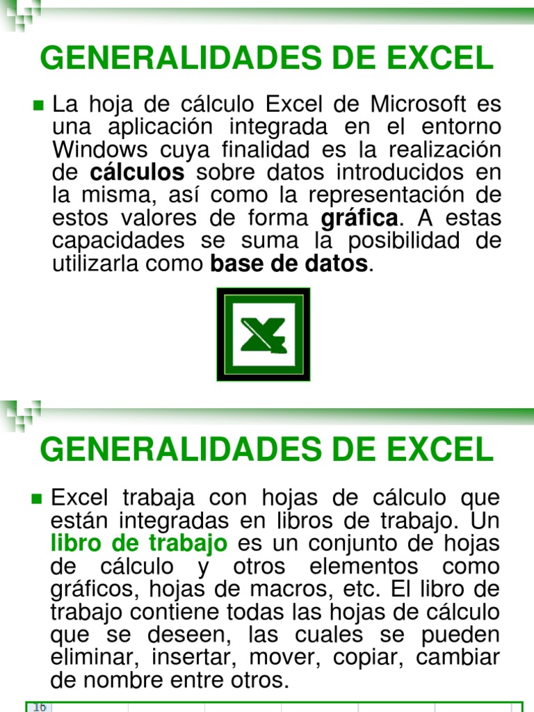 Generalidades de Excel | PDF | Microsoft Excel | Hoja de cálculo