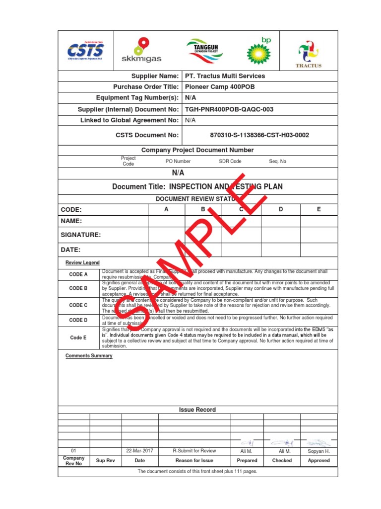 Sample ITP Document PDF | PDF | Air Conditioning | Electrical Wiring