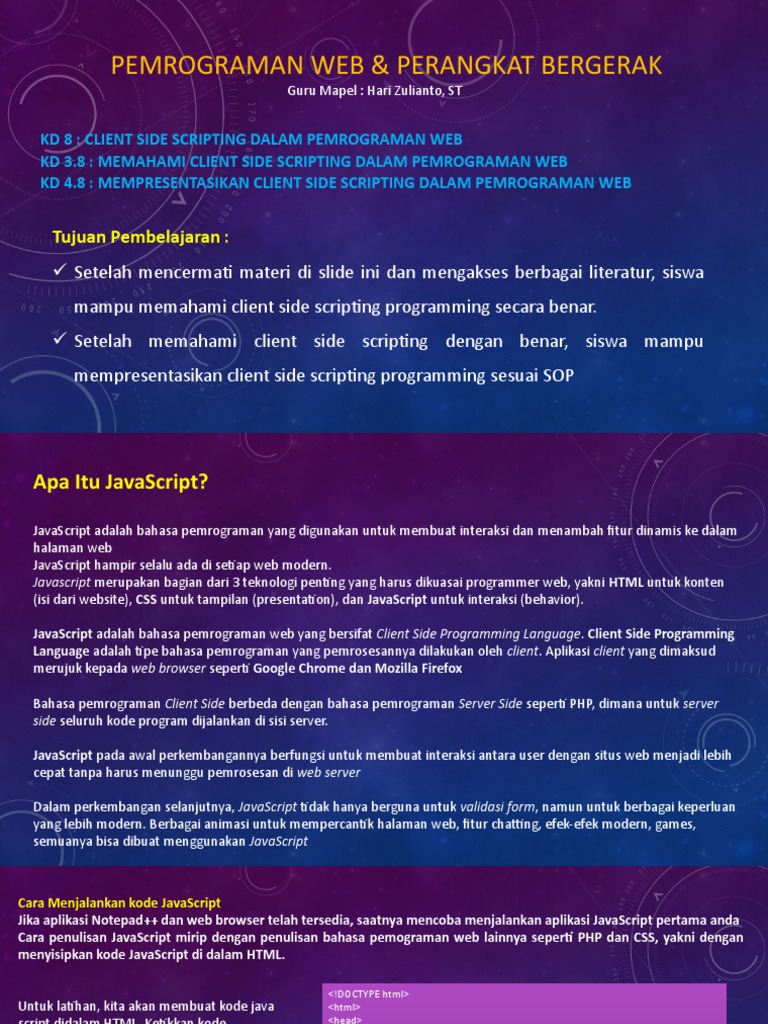 KD 8 Client Side Scripting Dalam Pemrograman Web | PDF