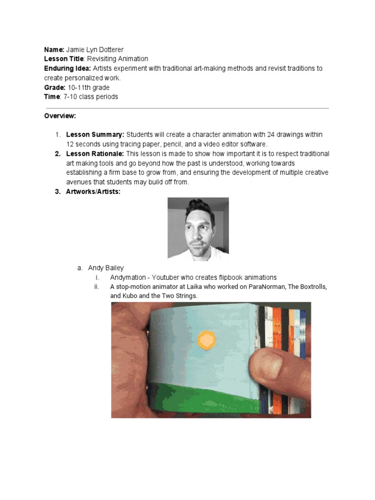 Studio Thinking Imagery Lesson Plan | PDF | Animation | Drawing