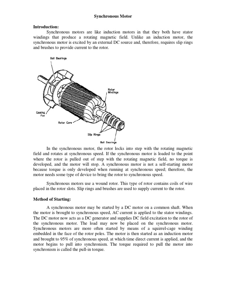Synchronous Motor PDF | PDF | Electric Motor | Electrical Engineering