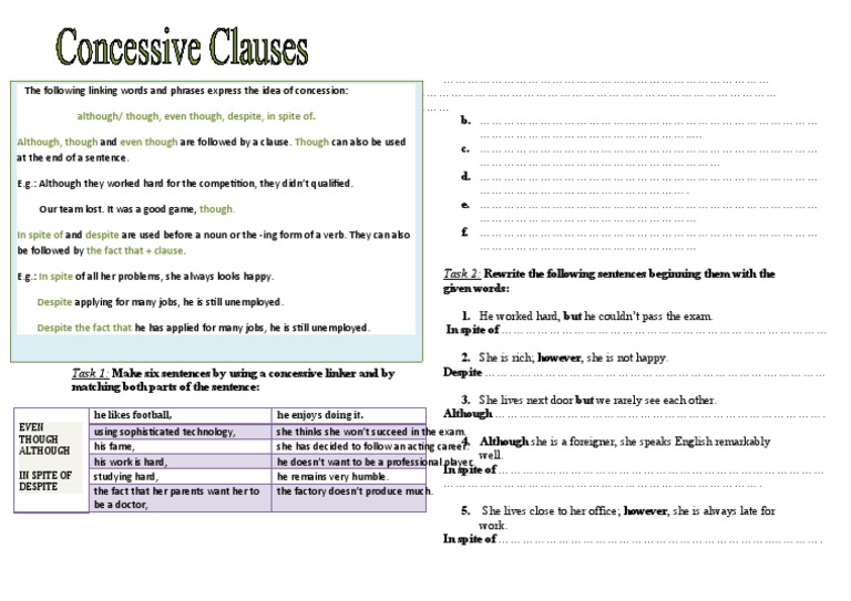 Concession and Contrast | PDF | Sentence (Linguistics) | Human ...