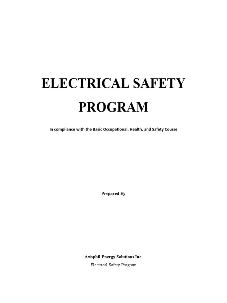 Electrical Safety Program: in Compliance With The Basic Occupational ...