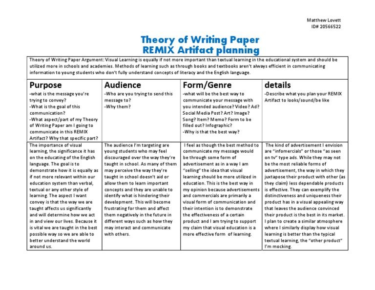 Theory of Writing Paper Remix Artifact Planning | PDF | Social Science ...