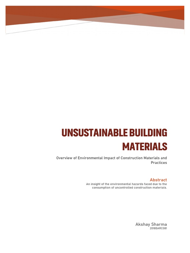 Unsustainable Building Material | PDF | Human Impact On The Environment ...