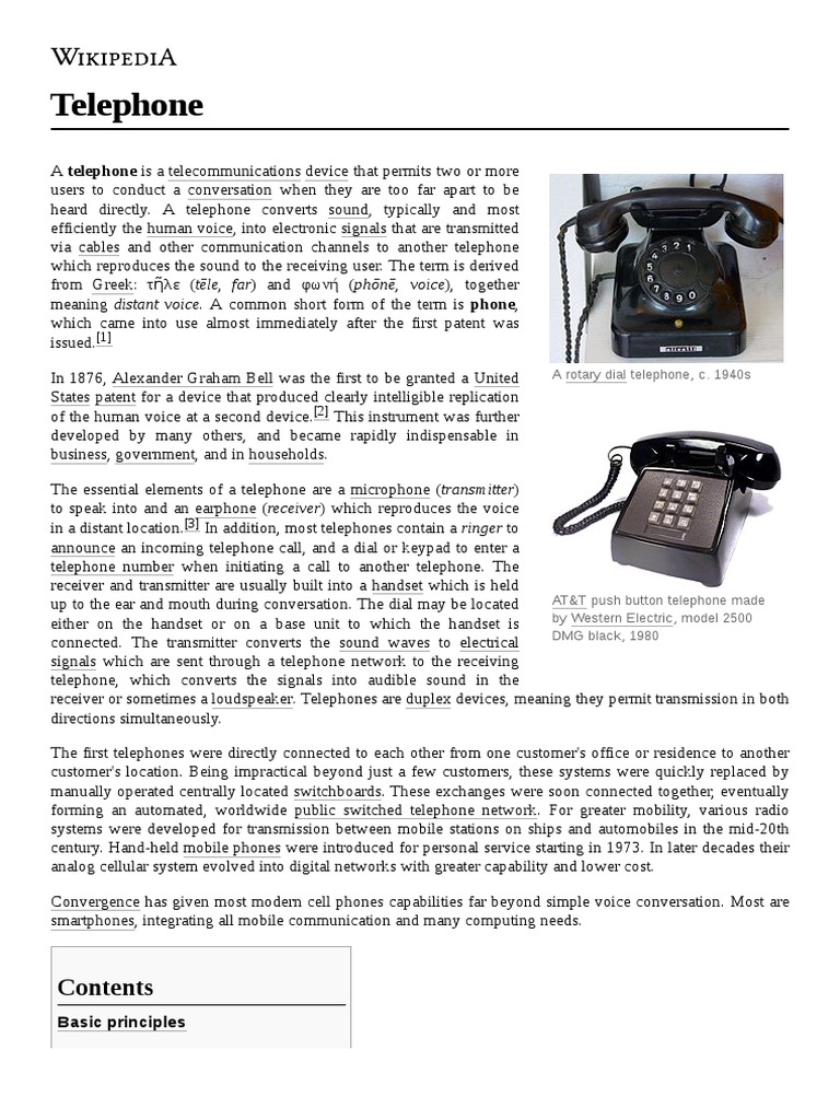 Telephone: Basic Principles | PDF