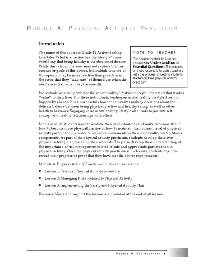 Module A Introduction and Lesson 1 | PDF | Physical Fitness | Physical ...
