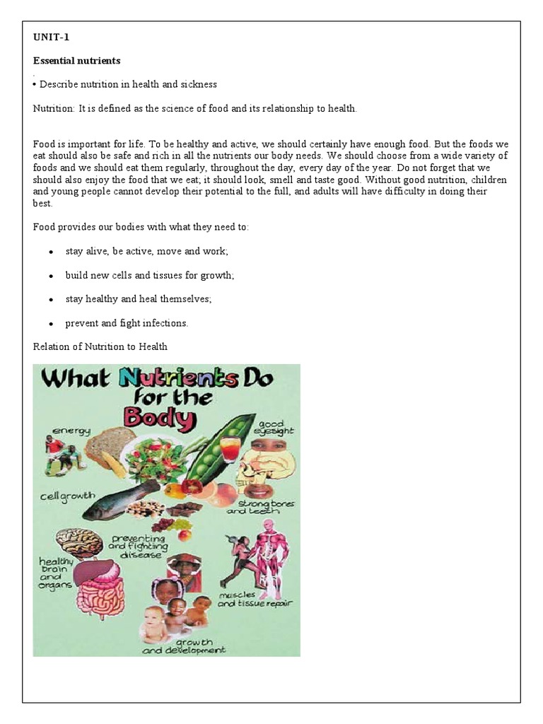 UNIT-1 Essential Nutrients | PDF | Nutrients | Vitamin
