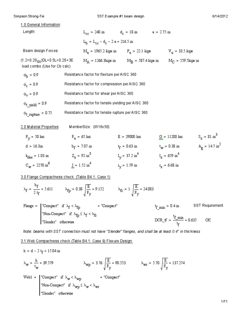 Simpson SMF Beam Design | PDF