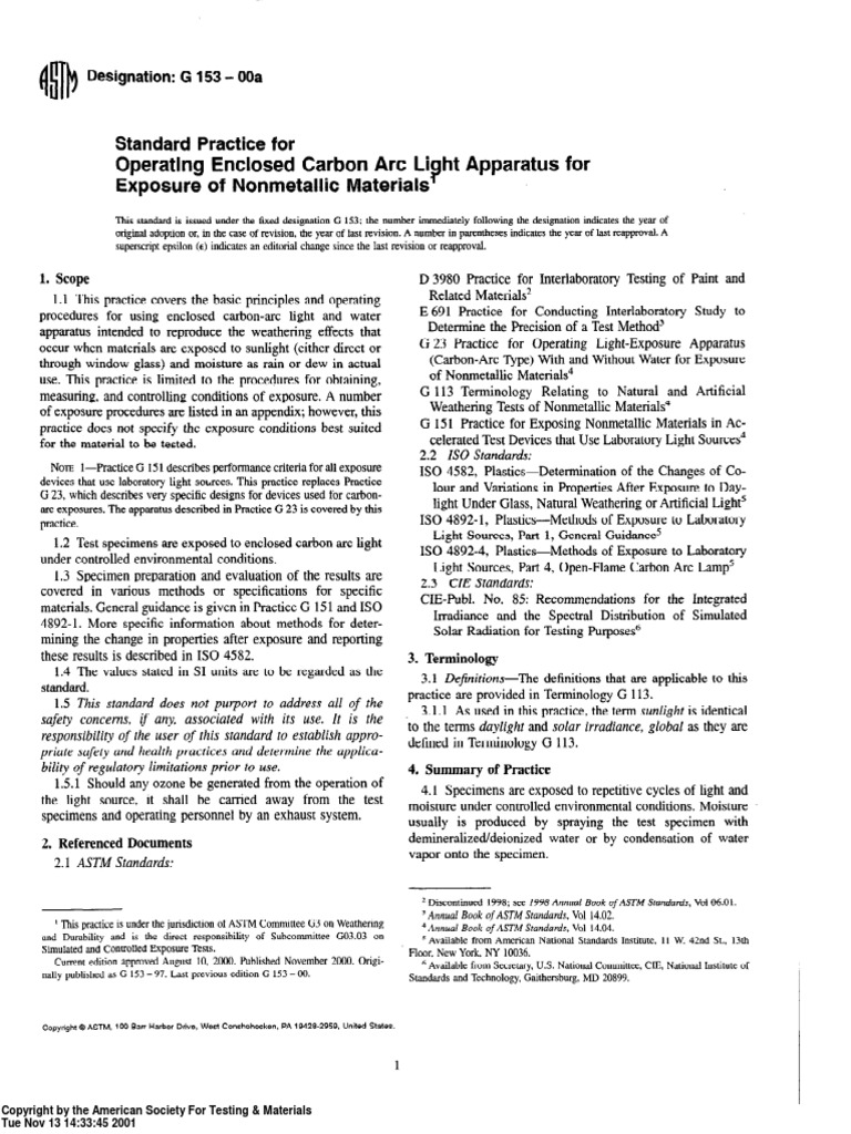 Astm G153 PDF | PDF