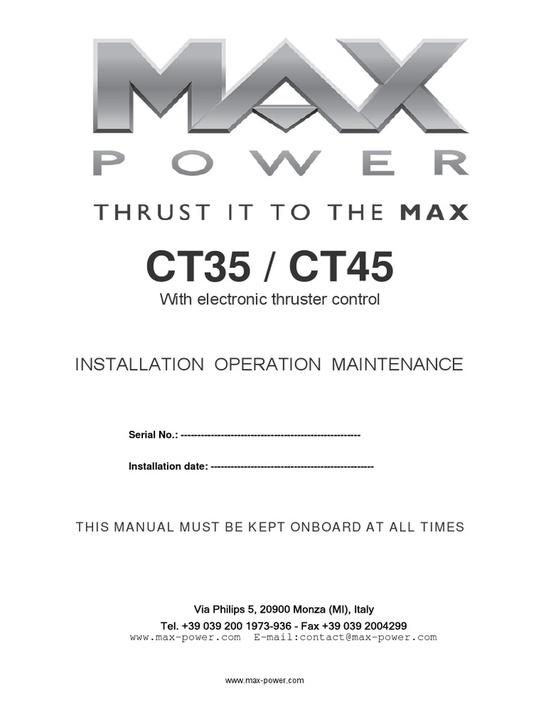 CT35/CT45 Thruster Installation Guide | PDF | Technology & Engineering