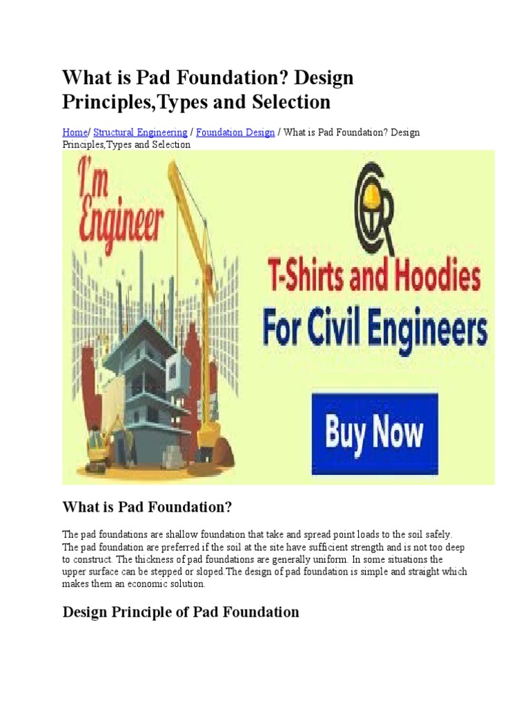What Is Pad Foundation? Design Principles, Types and Selection | PDF ...