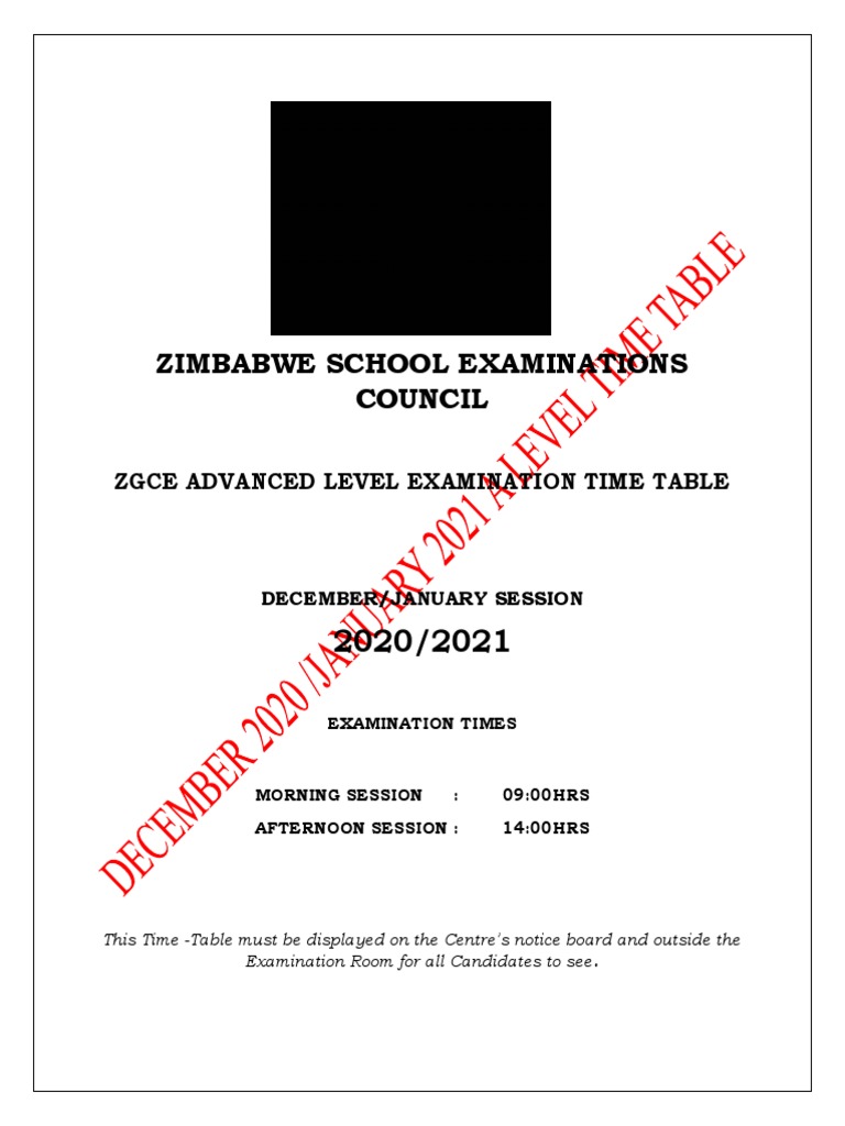 ZGCE Exam Timetable & Guidelines | PDF | Test (Assessment) | Business
