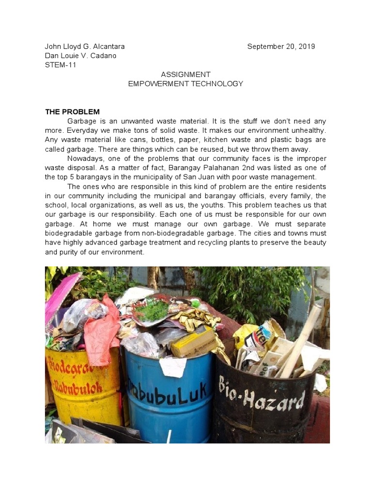 Community Problem | PDF | Waste Management | Municipal Solid Waste