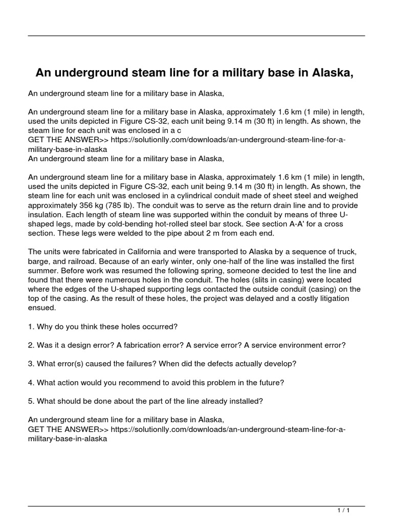 An Underground Steam Line For A Military Base in Alaska | PDF | Pipe ...