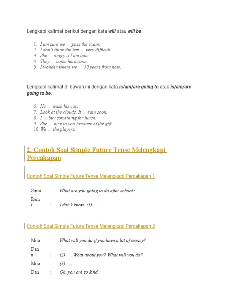 Contoh Soal Futere Tense | PDF | Cognitive Science | Language Mechanics