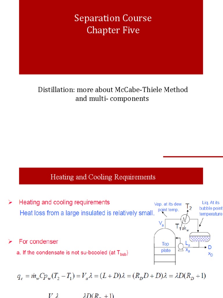 Separation Course Chapter Five: Distillation: More About Mccabe-Thiele ...