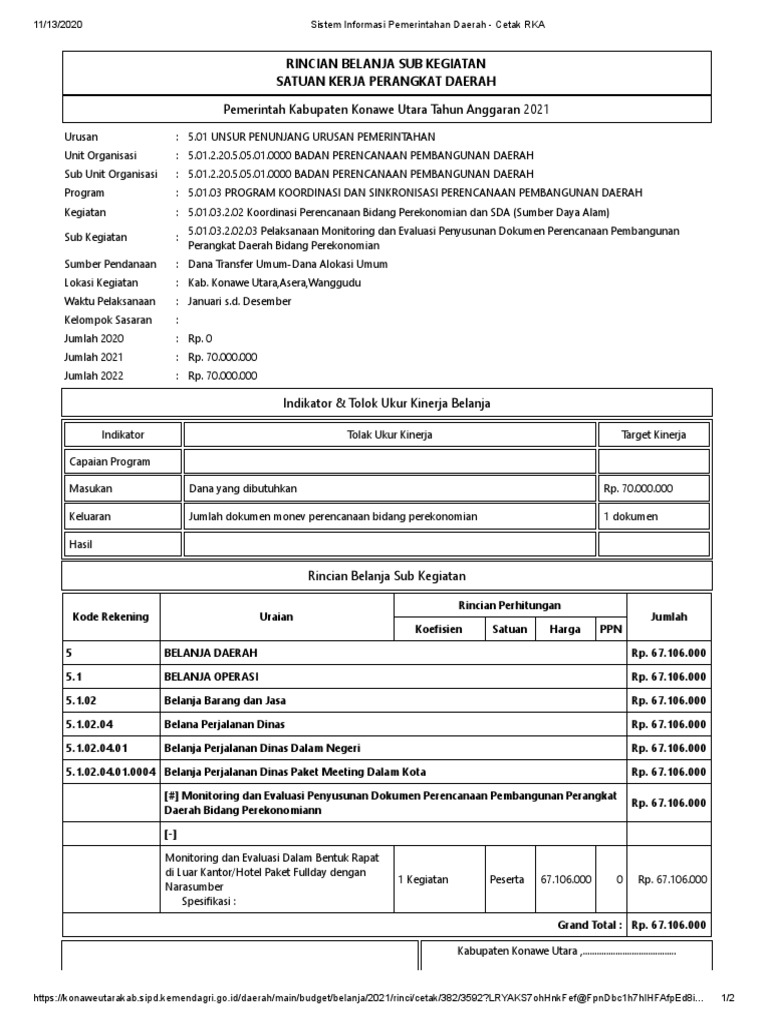 Contoh RKA ASB SiPD | PDF